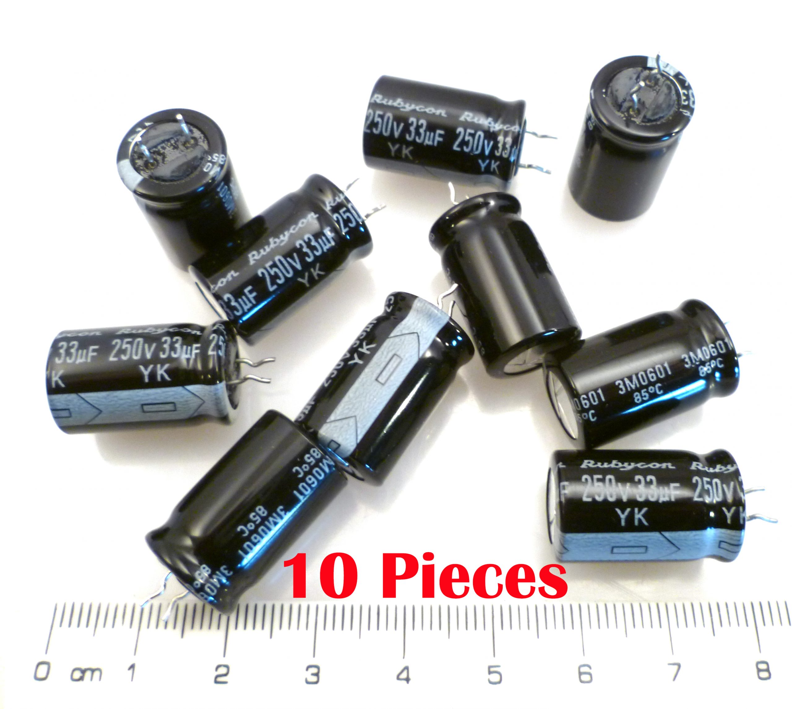 Rubycon YK Electrolytic Capacitors 250v 33uF 85'C 10 Pieces OL0024 | Rich Electronics