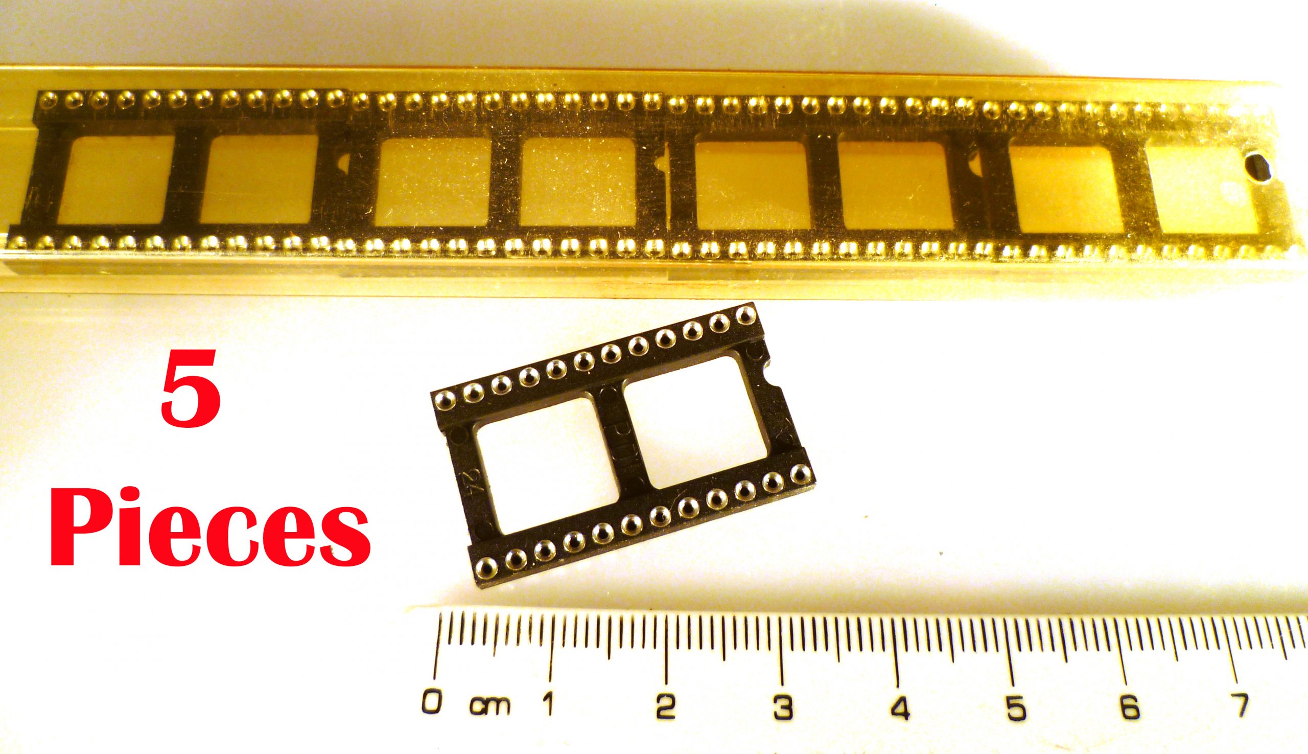 Turned Pin IC Socket 24 Way 0.6inch Row Pitch Gold Contacts 5 Pieces ...