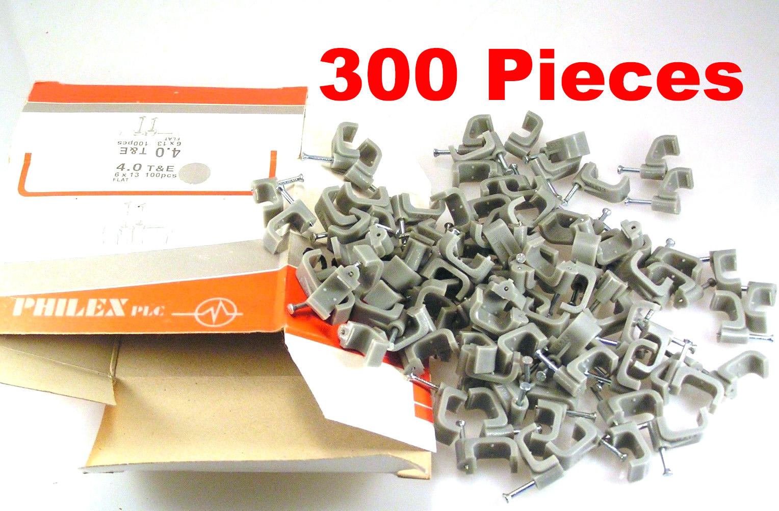 Philex Grey Cable Clips Flat T+E Cable 6x13mm 300 Pieces MBI3-03 | Rich ...