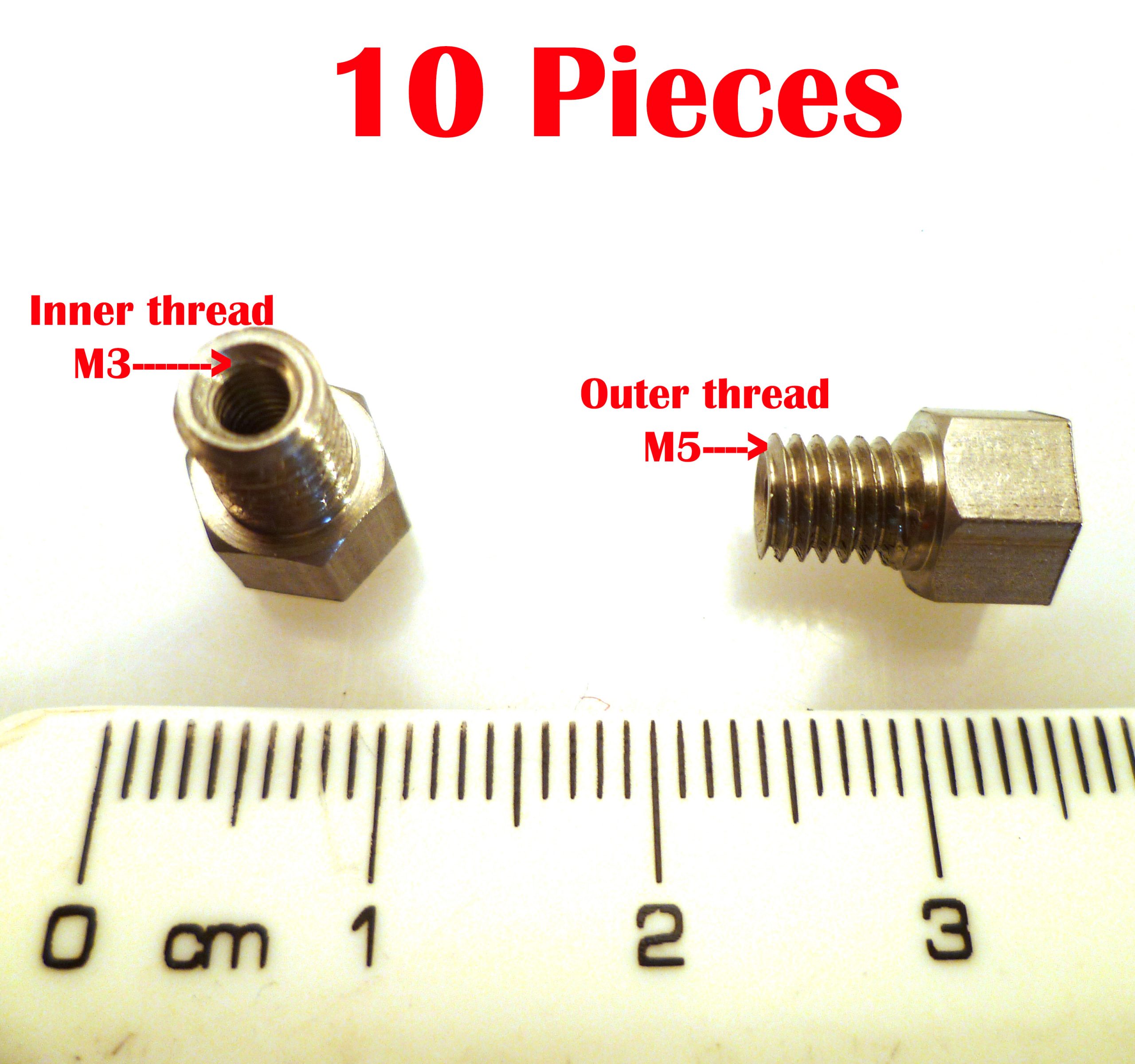 M5 Male to M3 Female HEX Adapter/Spacer Nickel Plated Brass 10 Pieces ...