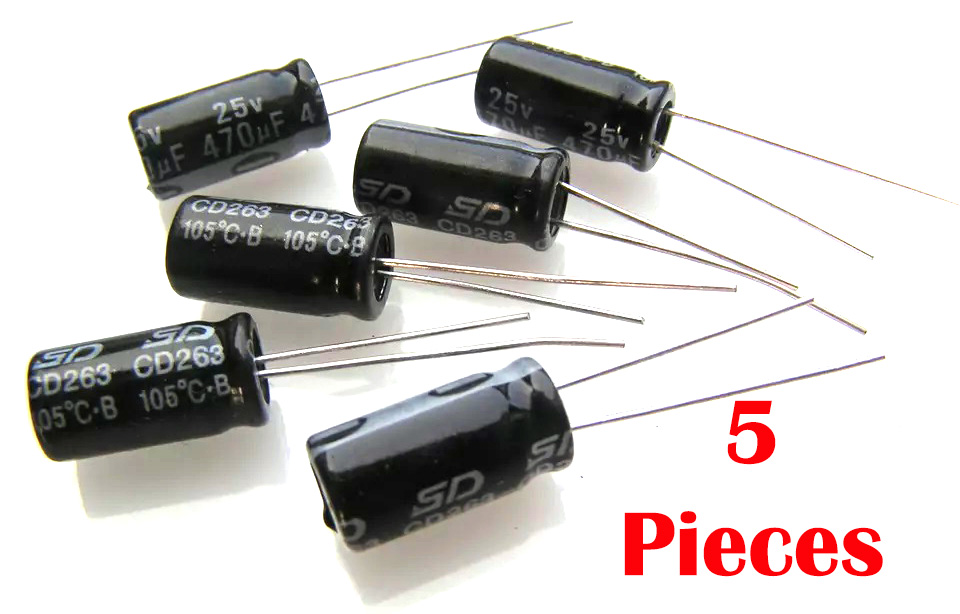 SD CD263 Radial Electrolytic Capacitors 25v 470uF 105'C 5 Pieces ...