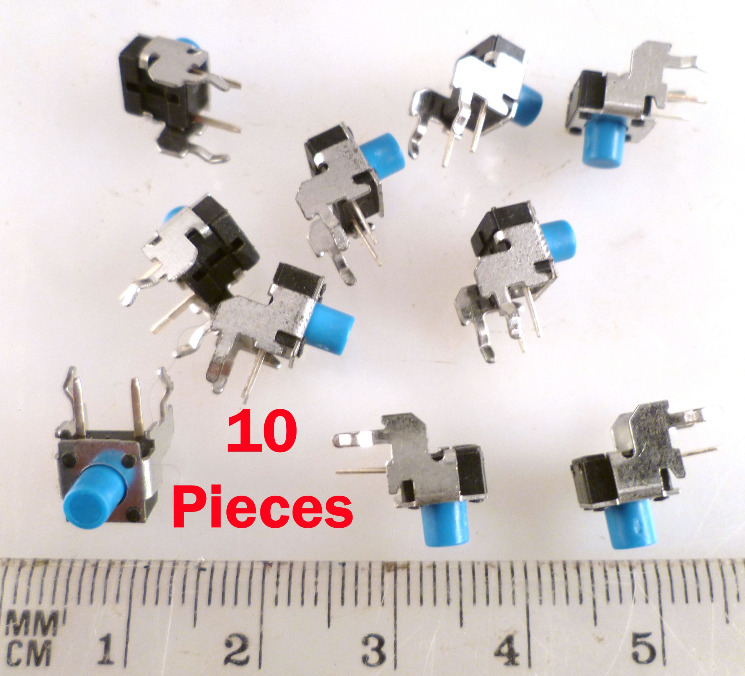 Tactile Switch Raised Blue Button Vertical Mount SPNO 6x6mm 10 Pieces ...