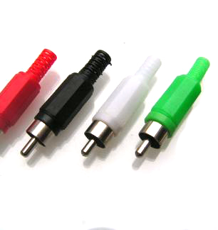 Standard Sleeved Phono RCA Plug Red Black White or Green 2 Pieces ...