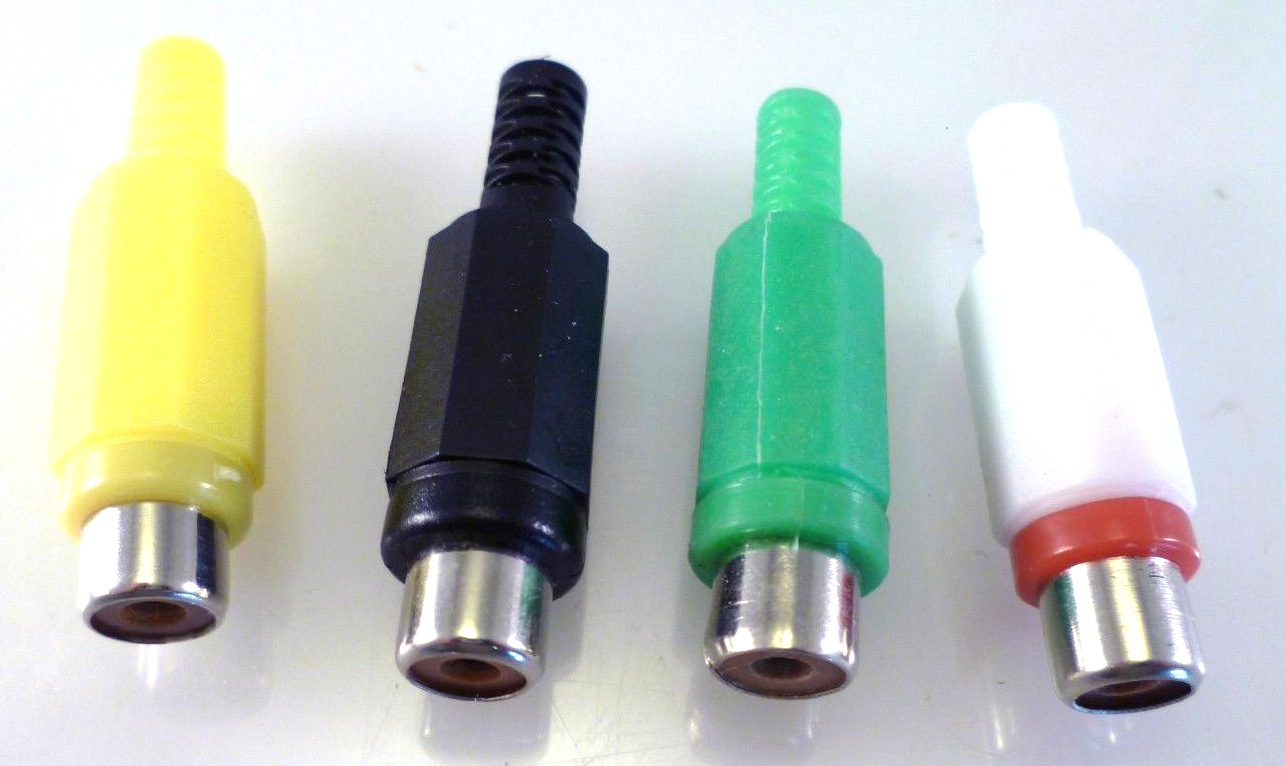 Sleeved Phono/RCA in line Socket Black White Green or Yellow OM0473 ...