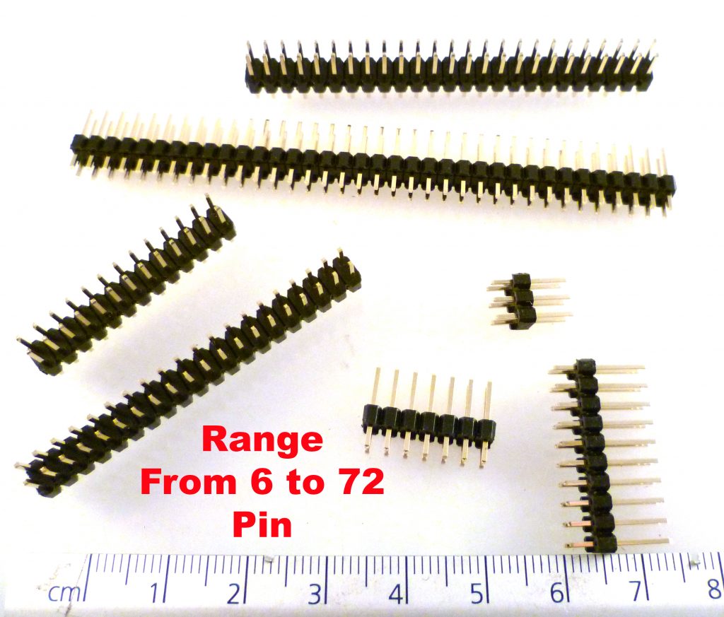 Pin Header Double Row DIL 2.54mm Pitch Gold Plated Range 6 to 72 Pins ...