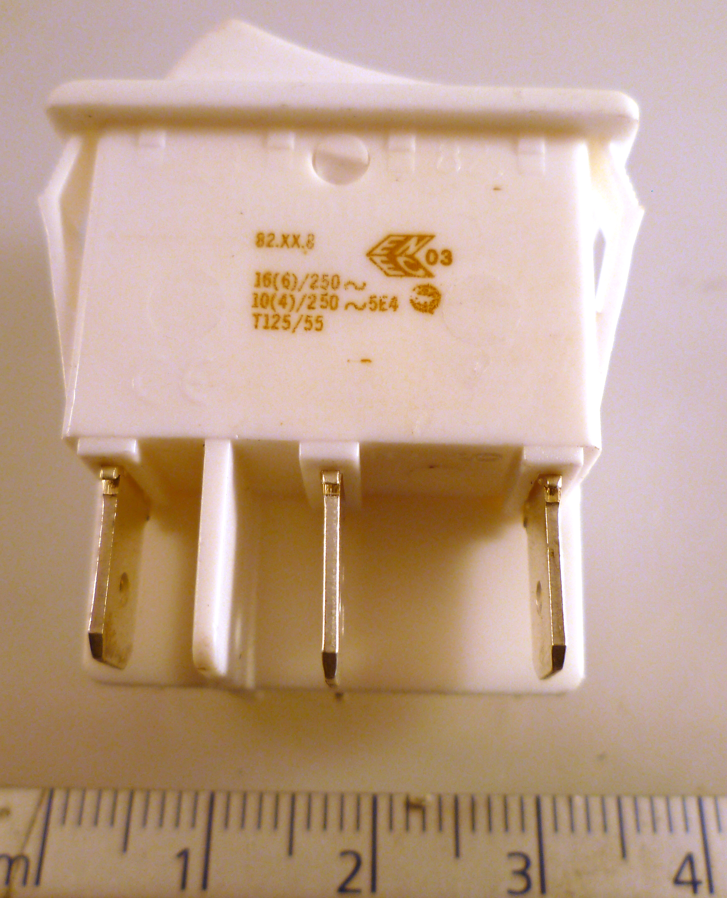 Everel 82.XX8 White Rocker Switch 10A 250VAC DPDT Marked 1, 0 and 2 ...