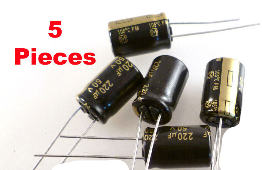 Panasonic EEUFM1H221 Electrolytic Capacitor 220uF 50V 105'C 5 Pieces ...