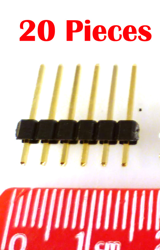 Gold Plated PCB Header Plug 2.54mm Pitch SIL 6 Way 20 Pieces MBD023I ...