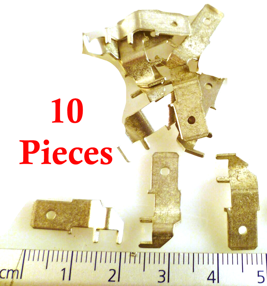 Faston Male Tabs PCB R/A Mount 6.3 x 0.8mm Tinned Brass 10 Pieces ...