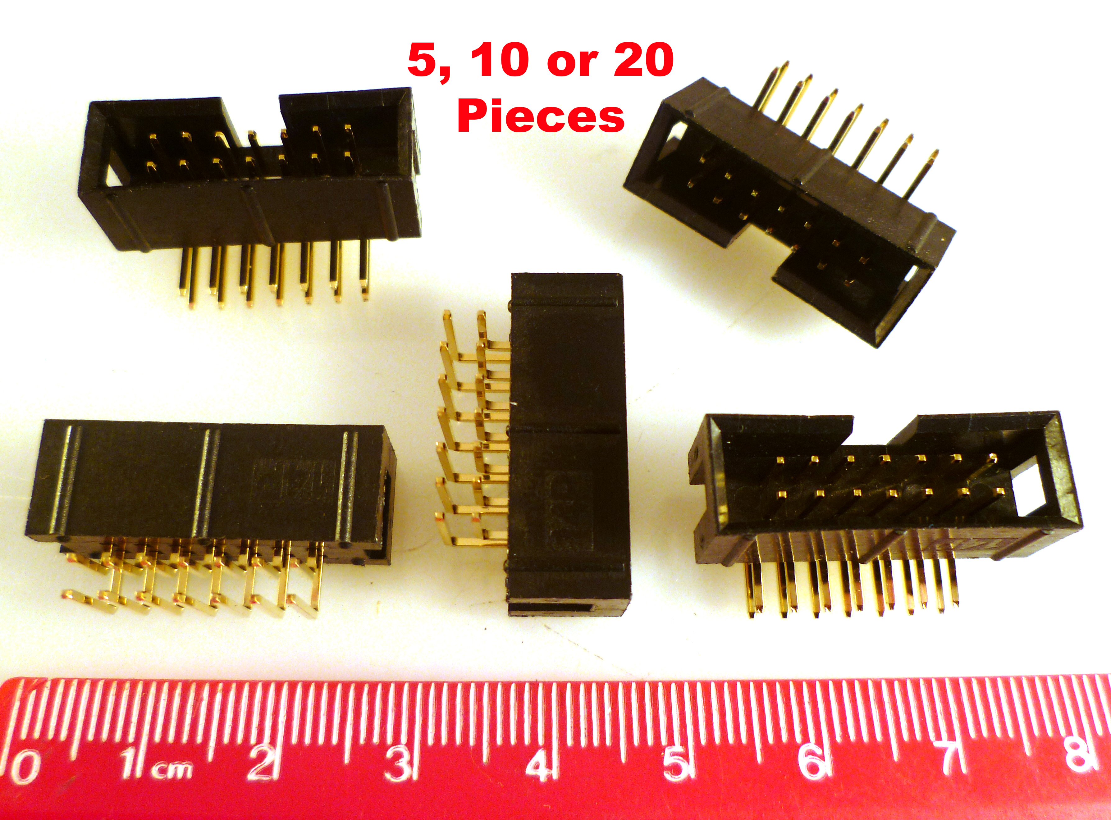 Gold Plated Boxed Header Plug Right Angled PCB Mount 14 Way OM0929G ...