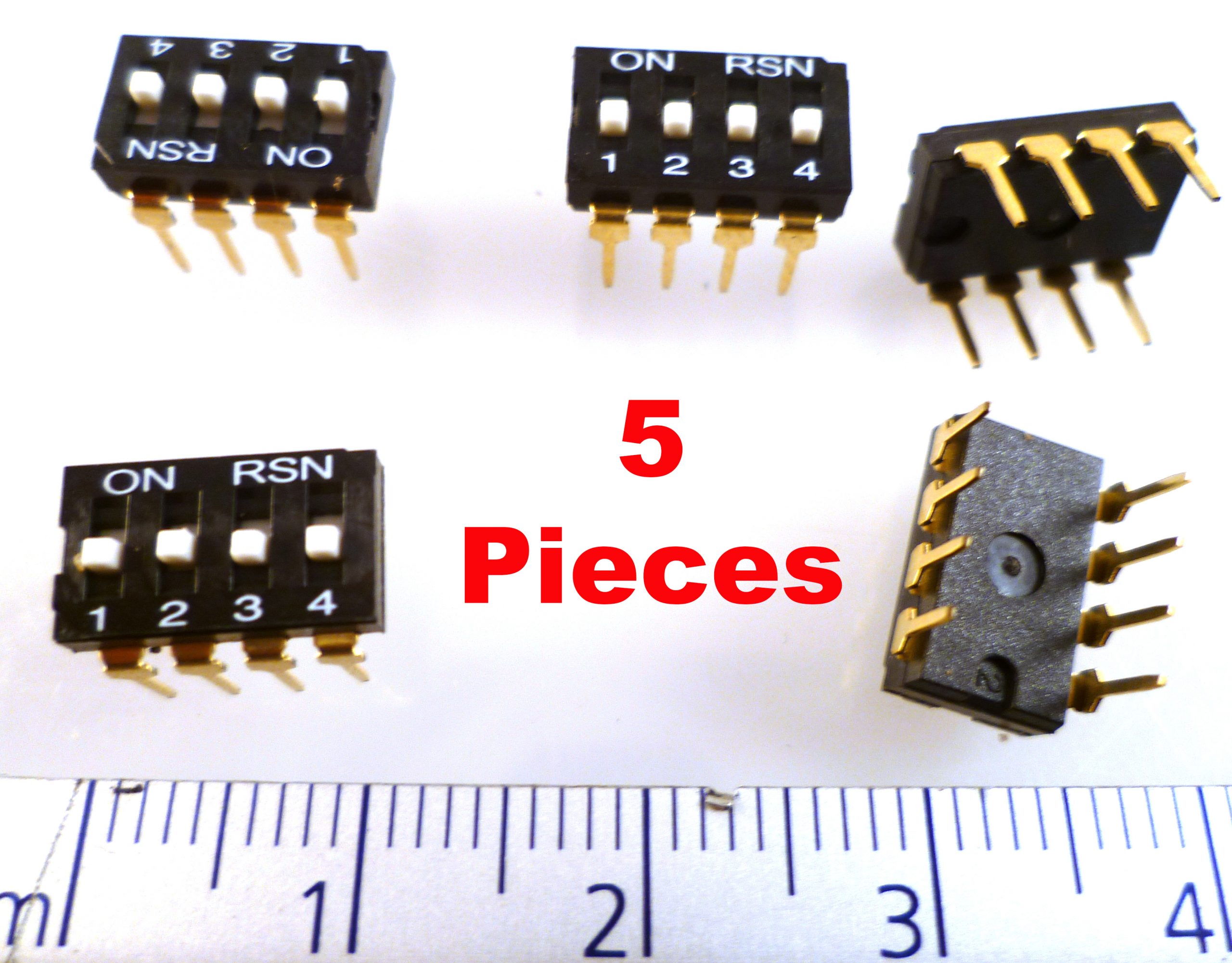RSN 4 Way DIP Switch Gold Pins 5 Pieces OMS1-43 | Rich Electronics