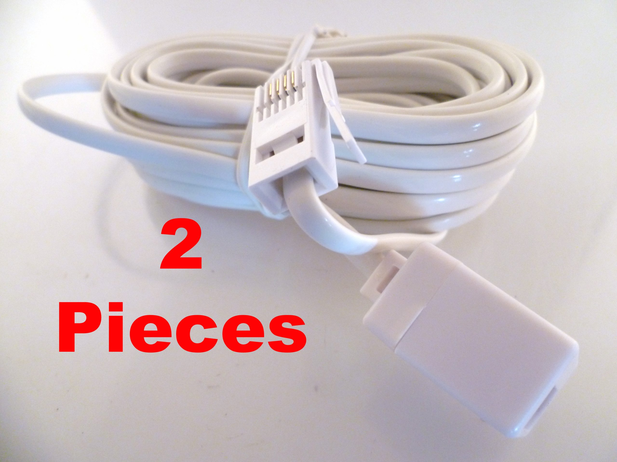 BT Telephone Plug to Socket 3 Metre Extension Lead 2 Pieces EBL72A2-2 ...