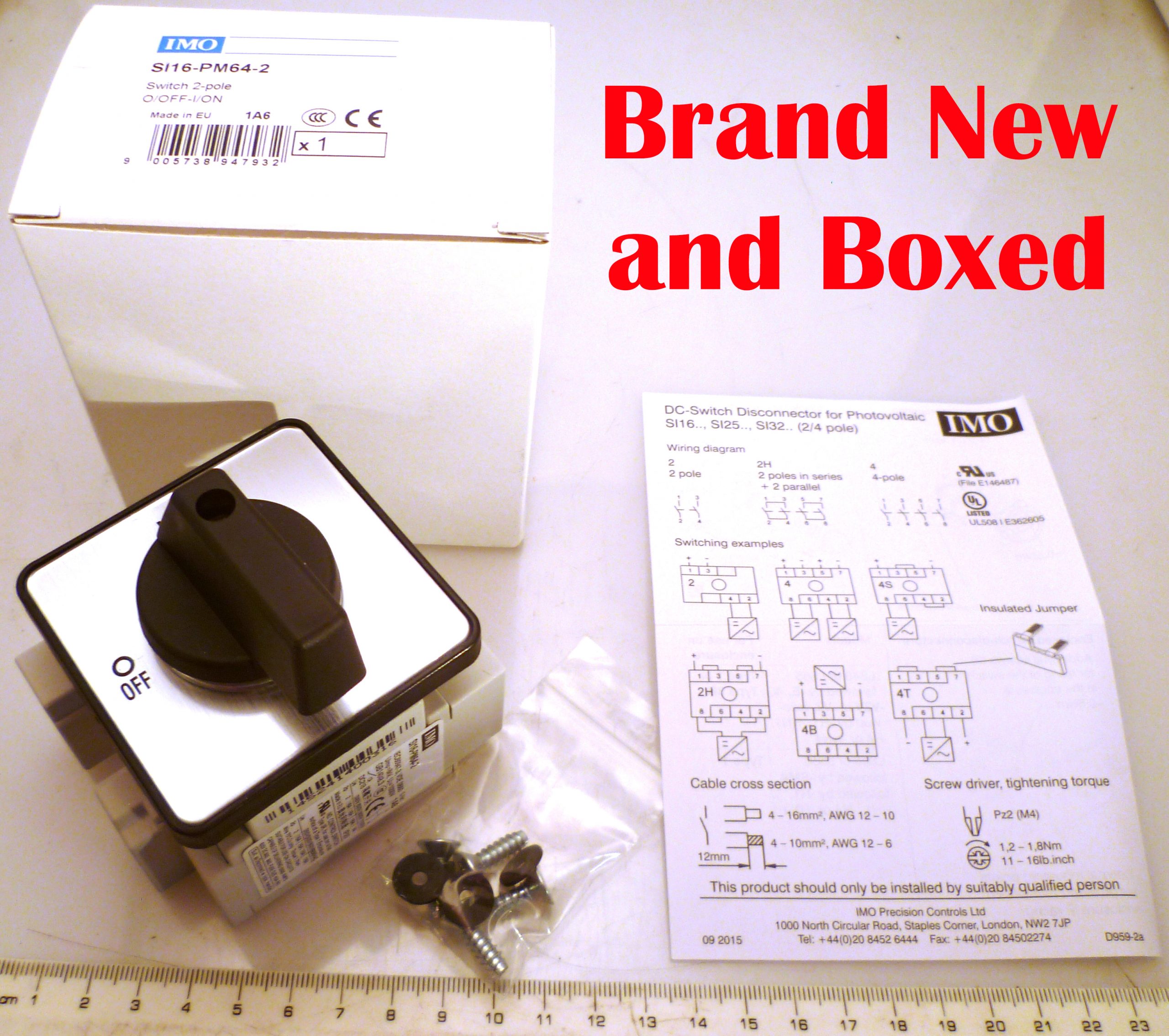 IMO SI16-PM64-2 Panel Mnt DC Switch 3R 2P 1String 16A 900VDC EBLM2 | Rich Electronics