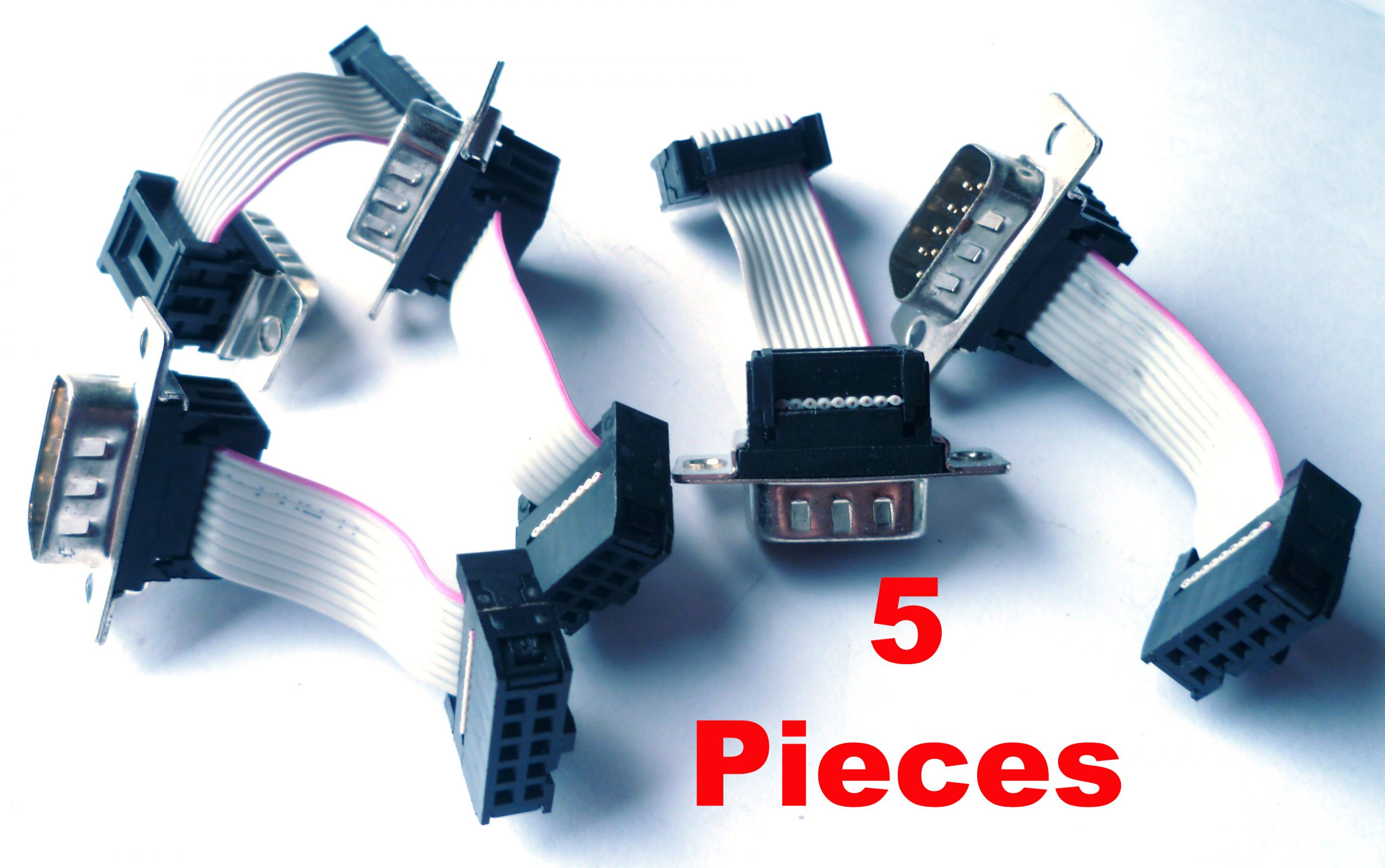 IDC D Type 9W Plug to 10W DIL Header Socket on 45mm Ribbon 5 Pieces ...