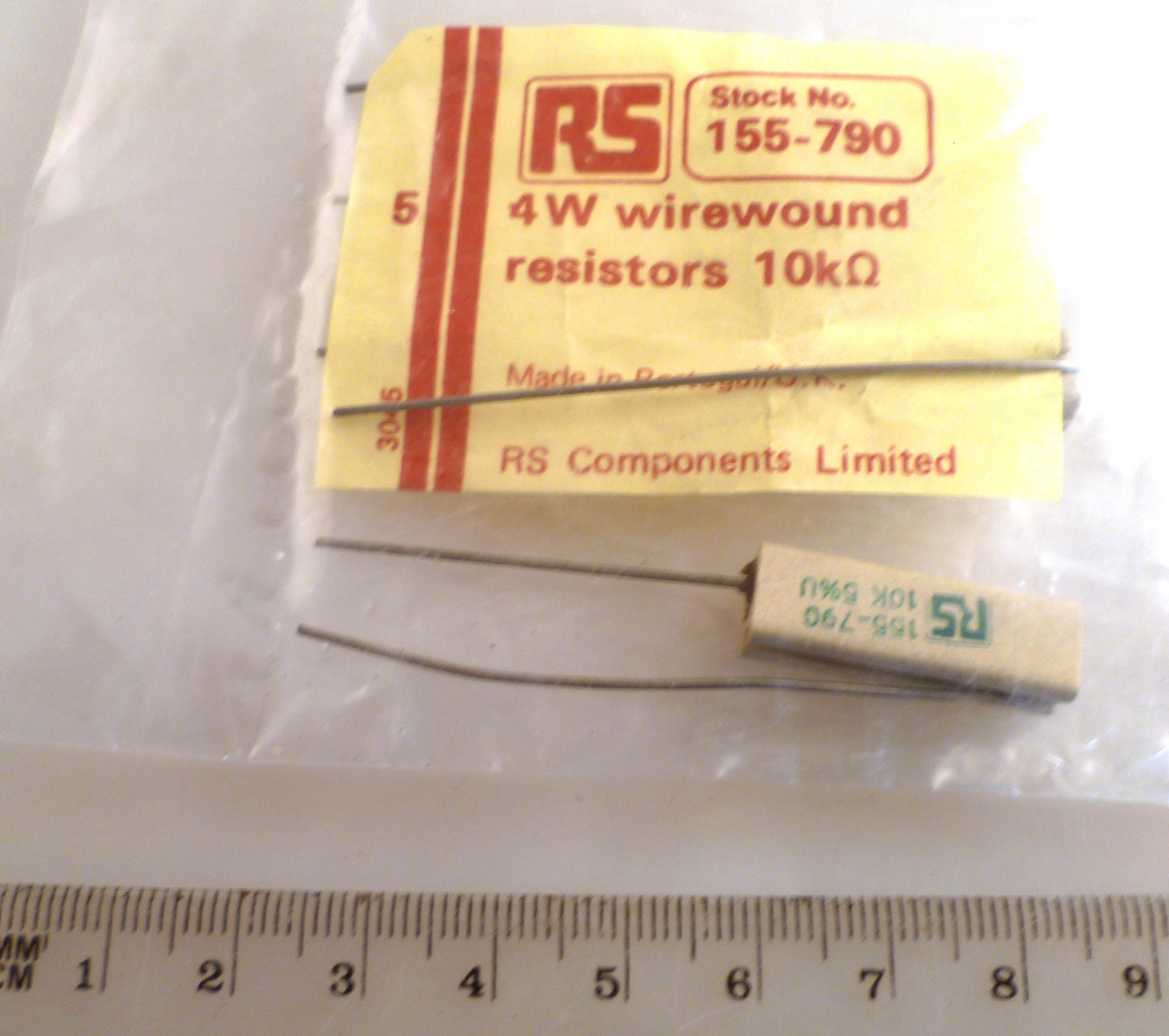 RS 155-790 Ceramic Axial Wirewound Resistor 10k Ohm 4 Watt MBE012M ...