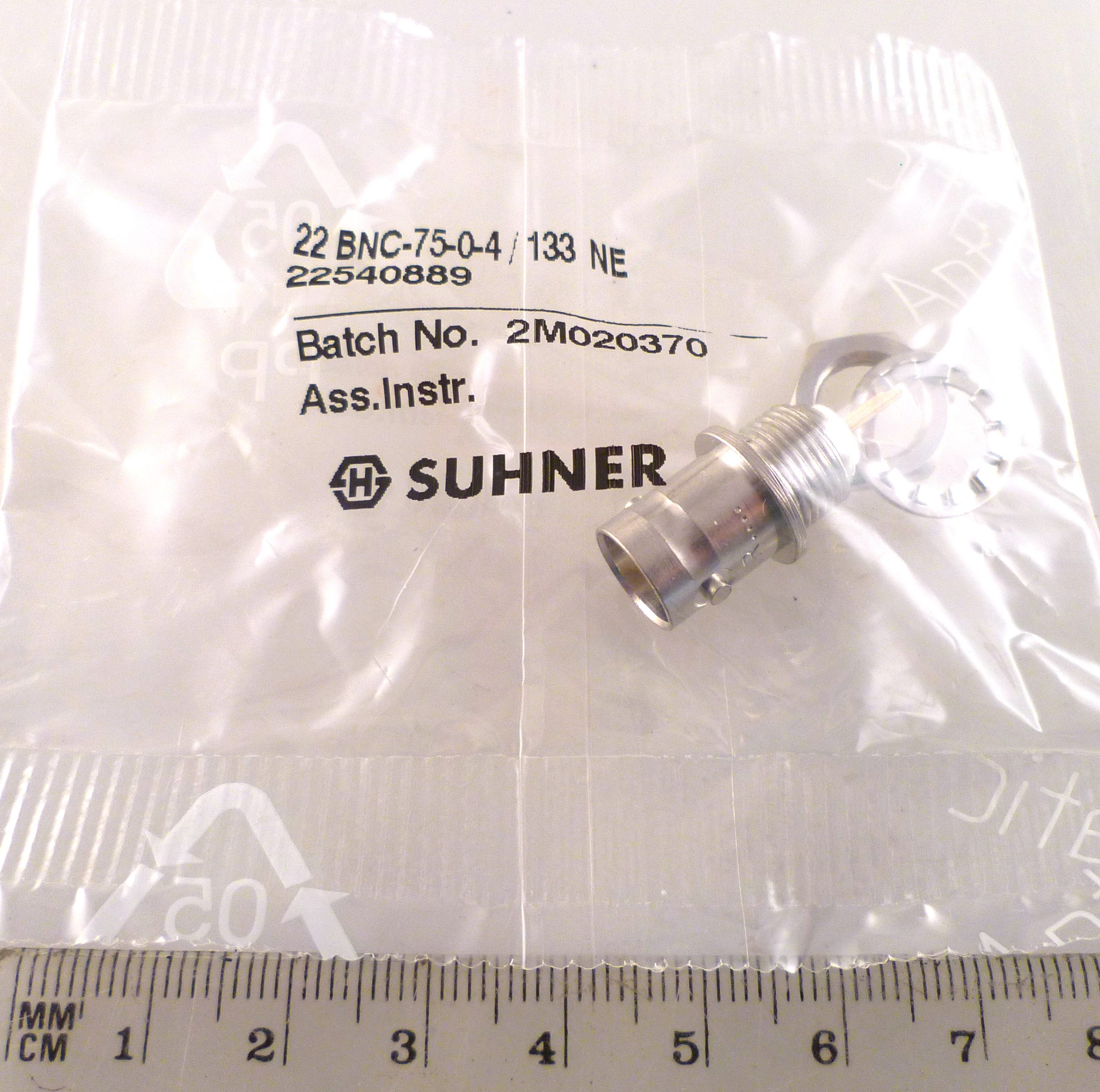 Suhner 22 BNC-75-0-4/133NE 75 Ohm Panel Mount BNC Socket OM0733K | Rich Electronics