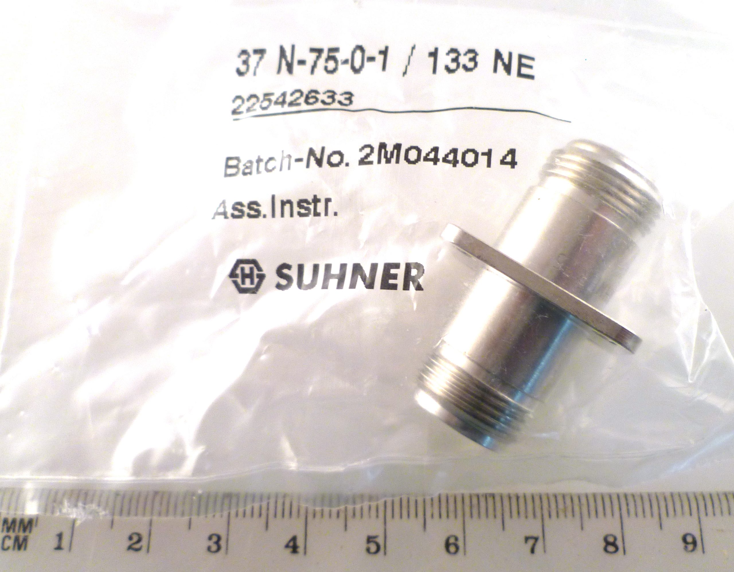 Suhner 37 N-75-0-1/133NE 75 Ohm Panel Mount N Type Skt to Skt Adapter OM0733E | Rich Electronics