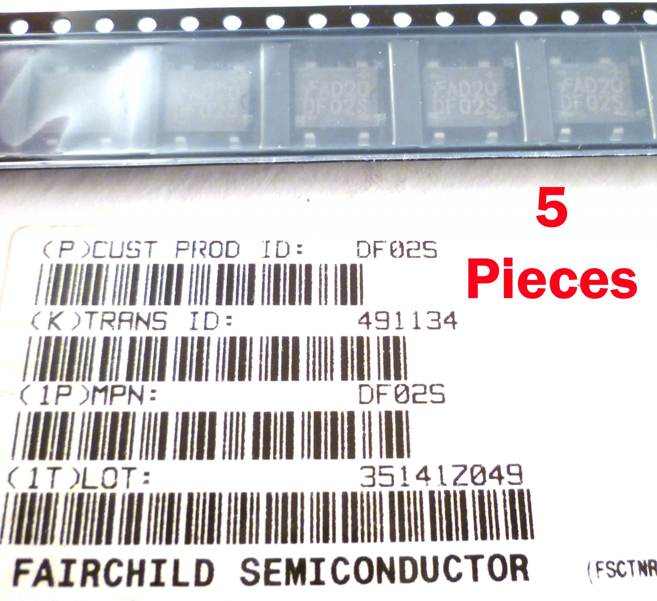 Fairchild DF02S Bridge Rectifier S/Phase 200V 1A SMD 5 Pieces OMA046ZQ1 ...