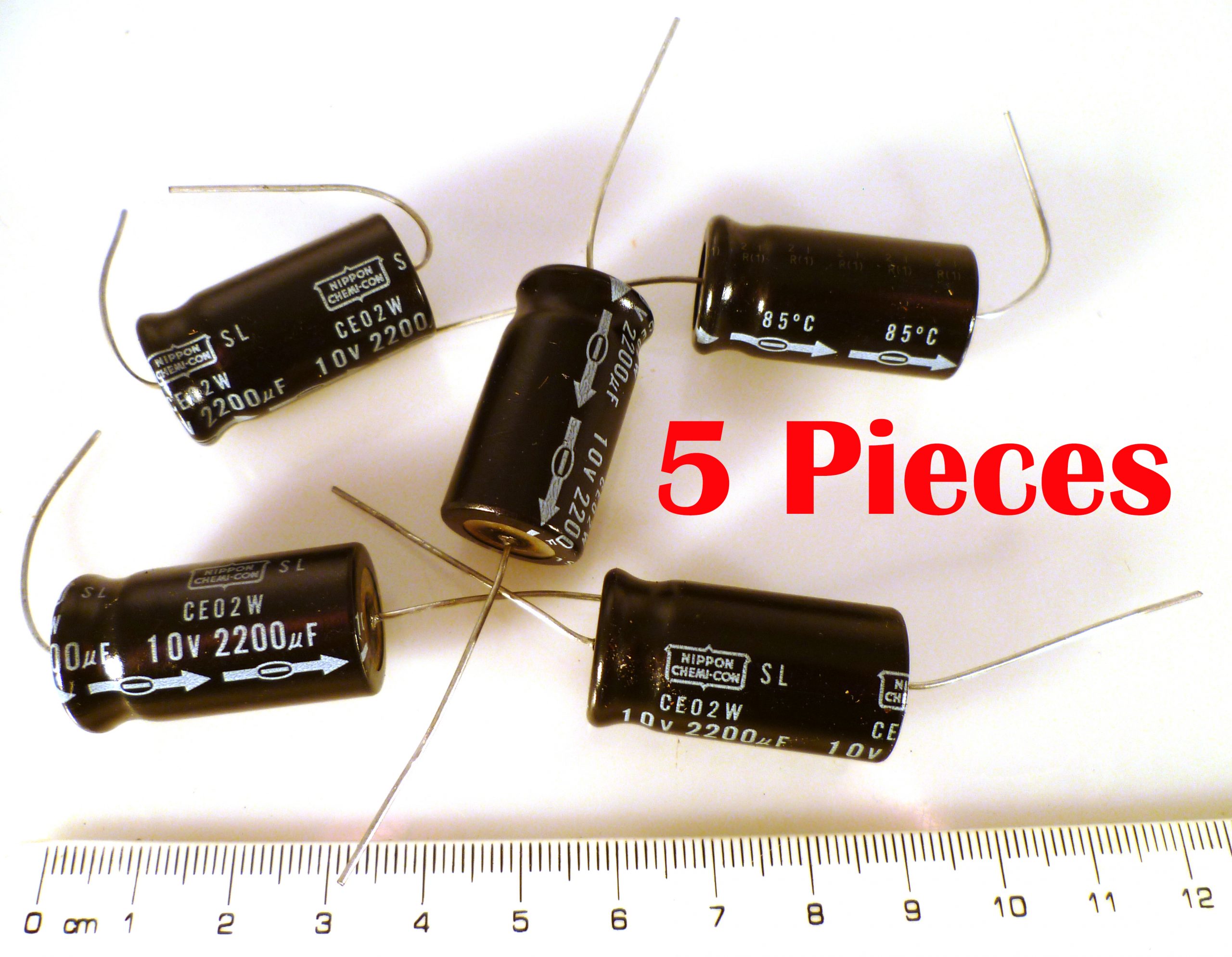 Nippon Electrolytic Capacitor 2200uF 10V 85'C Axial 5 Pieces OL089E ...