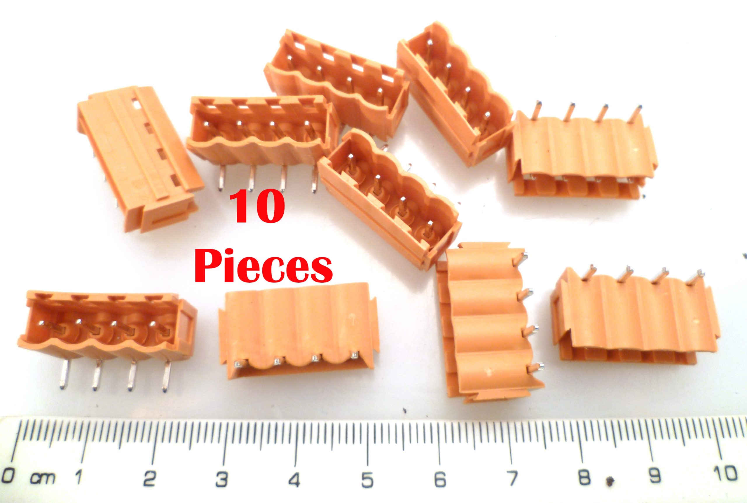 PCB Mount 4 Way R/Angled Header Plug 15A 300V 5.08mm 10 Pieces EB6B3-10 ...