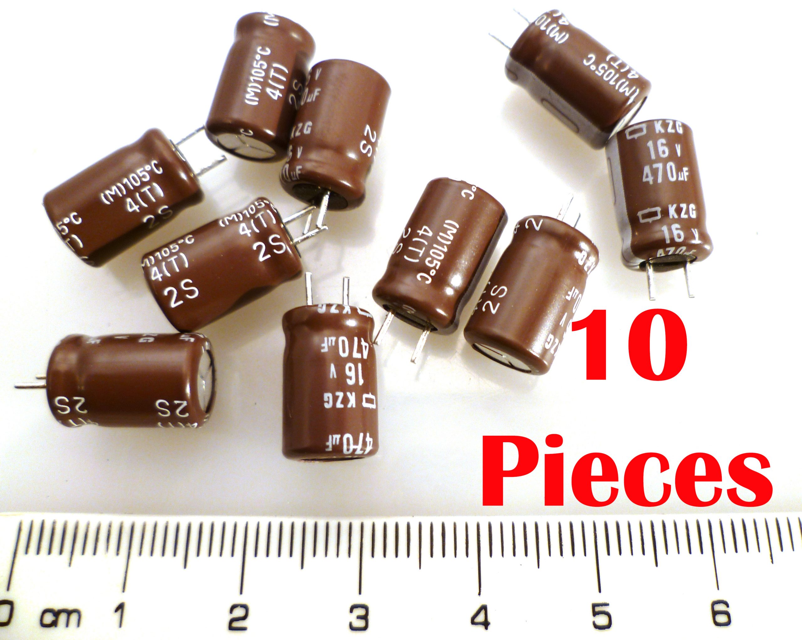 Chemi-con KZG Electrolytic Capacitor 16Vdc 470uF 105°C 10 Pieces ...