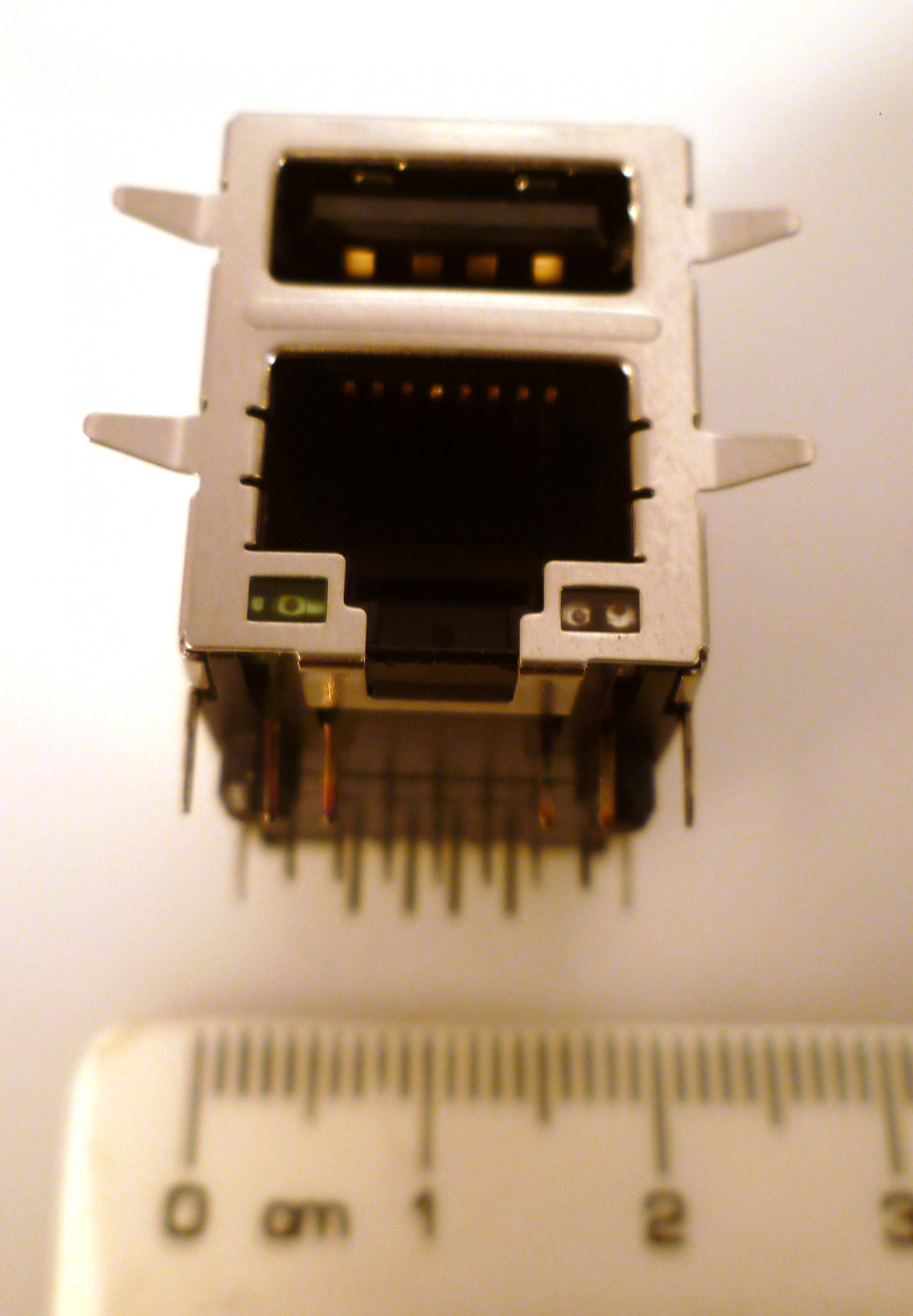 Foxconn JFM24U1A-018S-4F PCB Mount Dual RJ45/USB Socket With LED'S ...