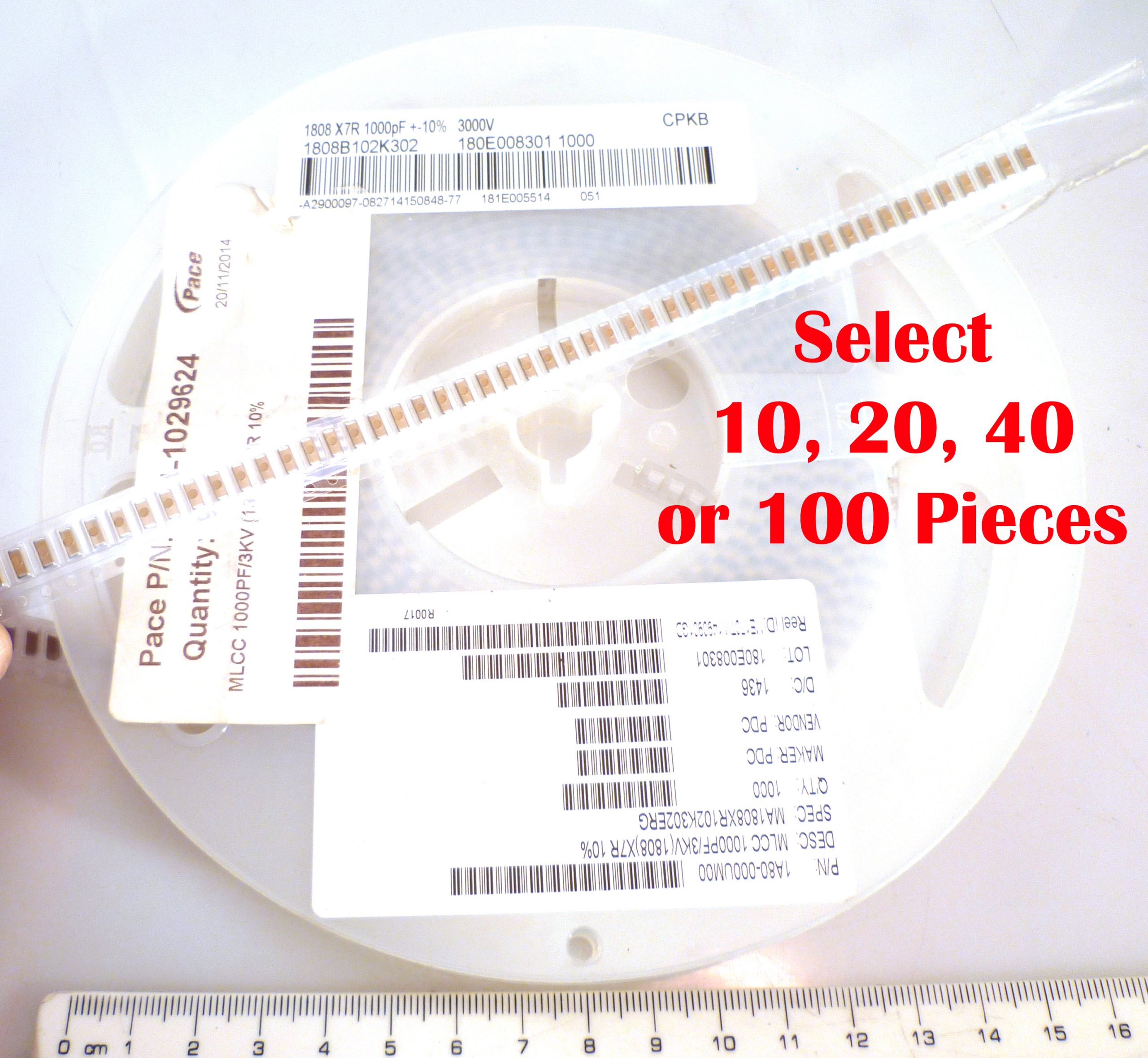 Capacitor Ceramic Multi-layer MLCC 1000PF 3KV 1808 X7R 5 Pieces MBL4 ...