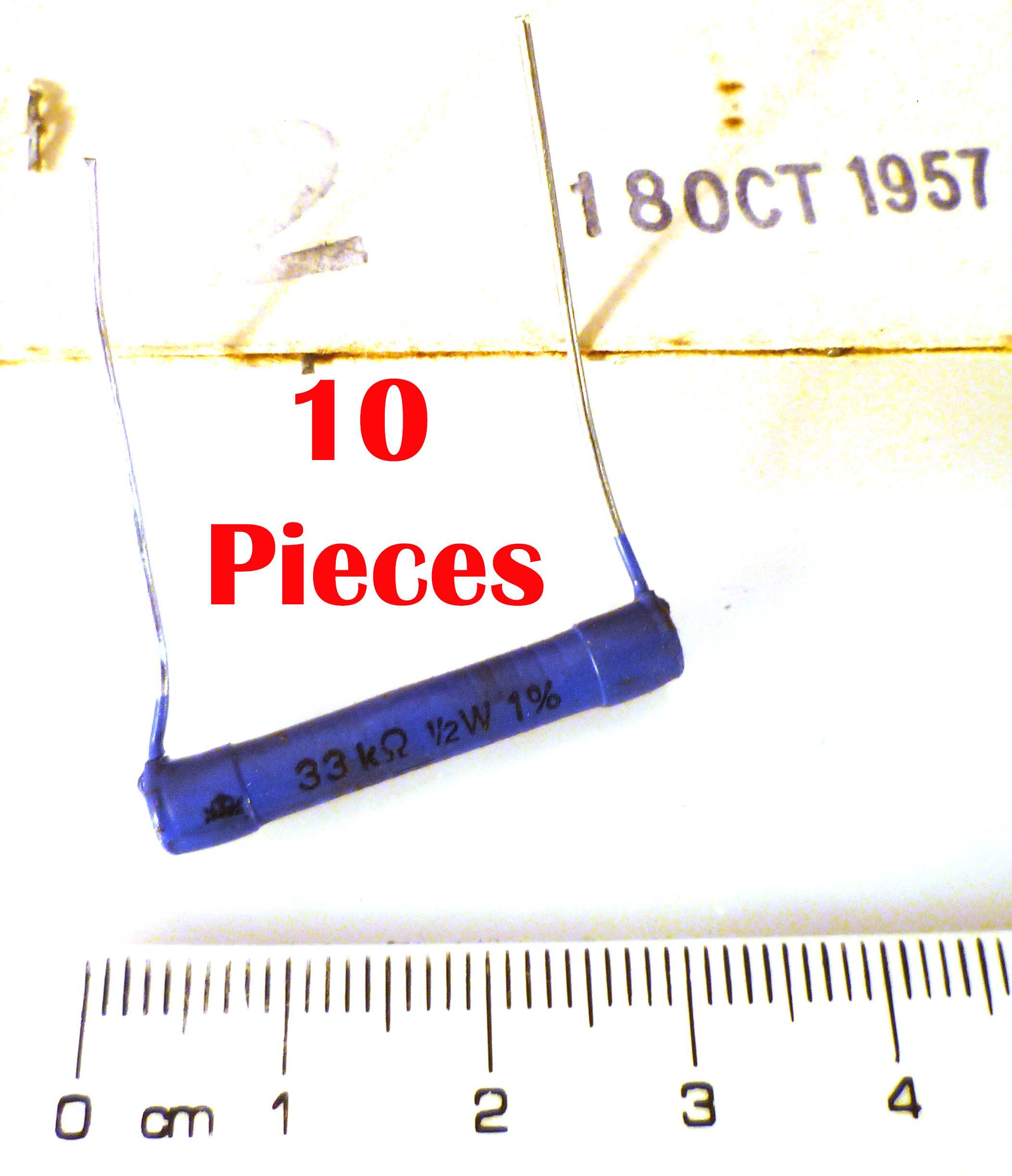 Vintage Histab HS3 Resistors 33K Ohm 1/2 Watt 1% 10 Pieces MBL3-54 ...