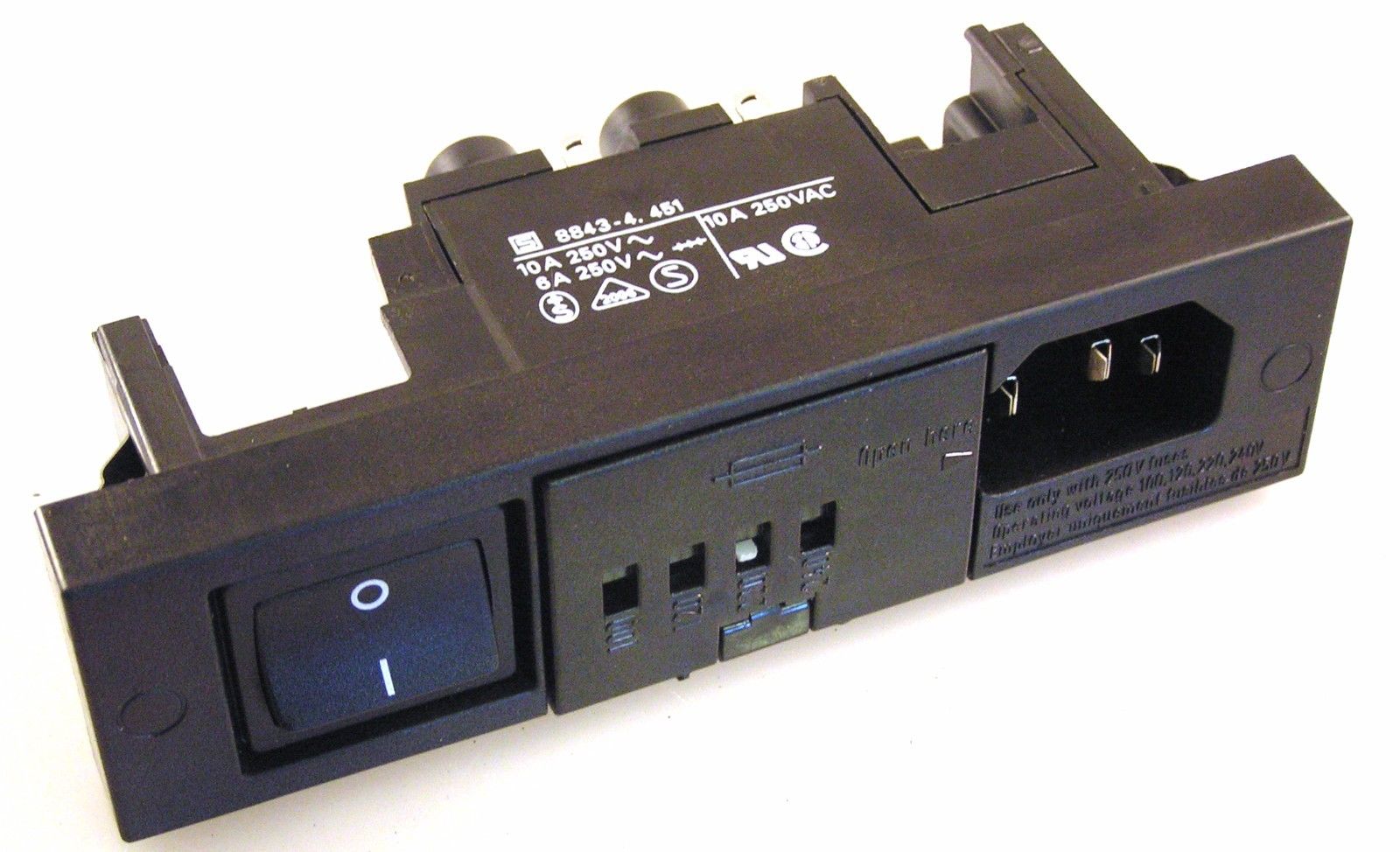 SCHURTER 8843-4.451 Fused Switched Voltage Select IEC Input 10A 250V ...
