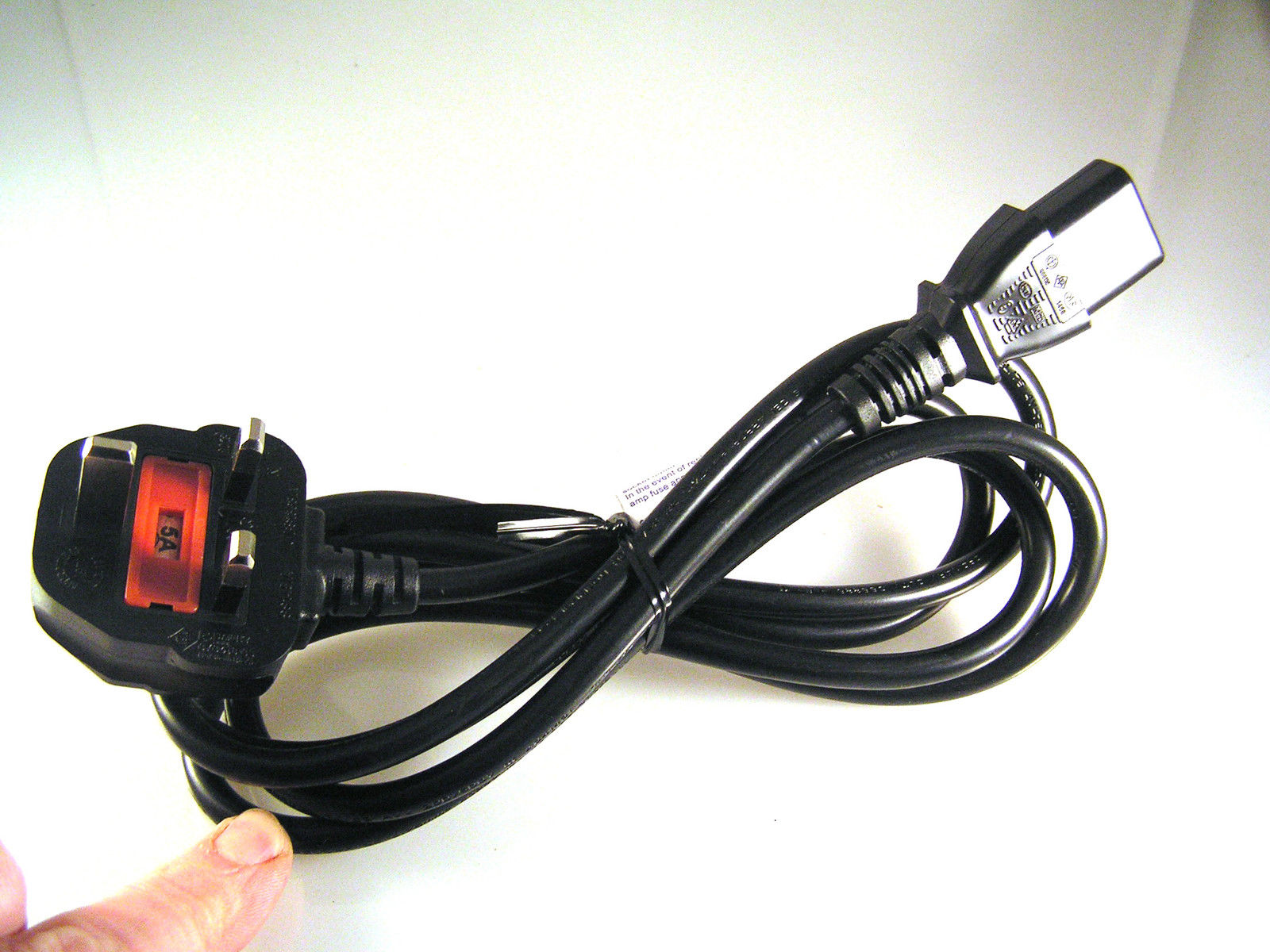 Computer Power Lead 5 Amp Fused UK 3 Pin Plug to C13 IEC Input Socket ...