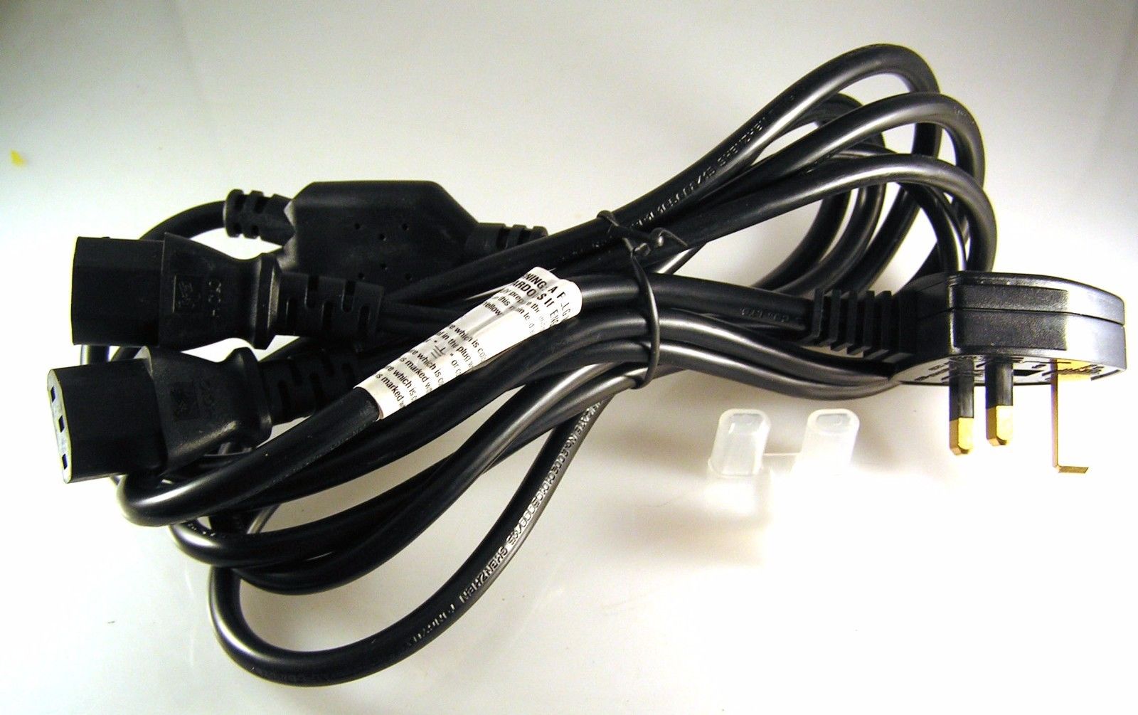 Computer Power Splitter Lead UK 13A 3 Pin Plug To 2 x IEC Inputs 2 ...