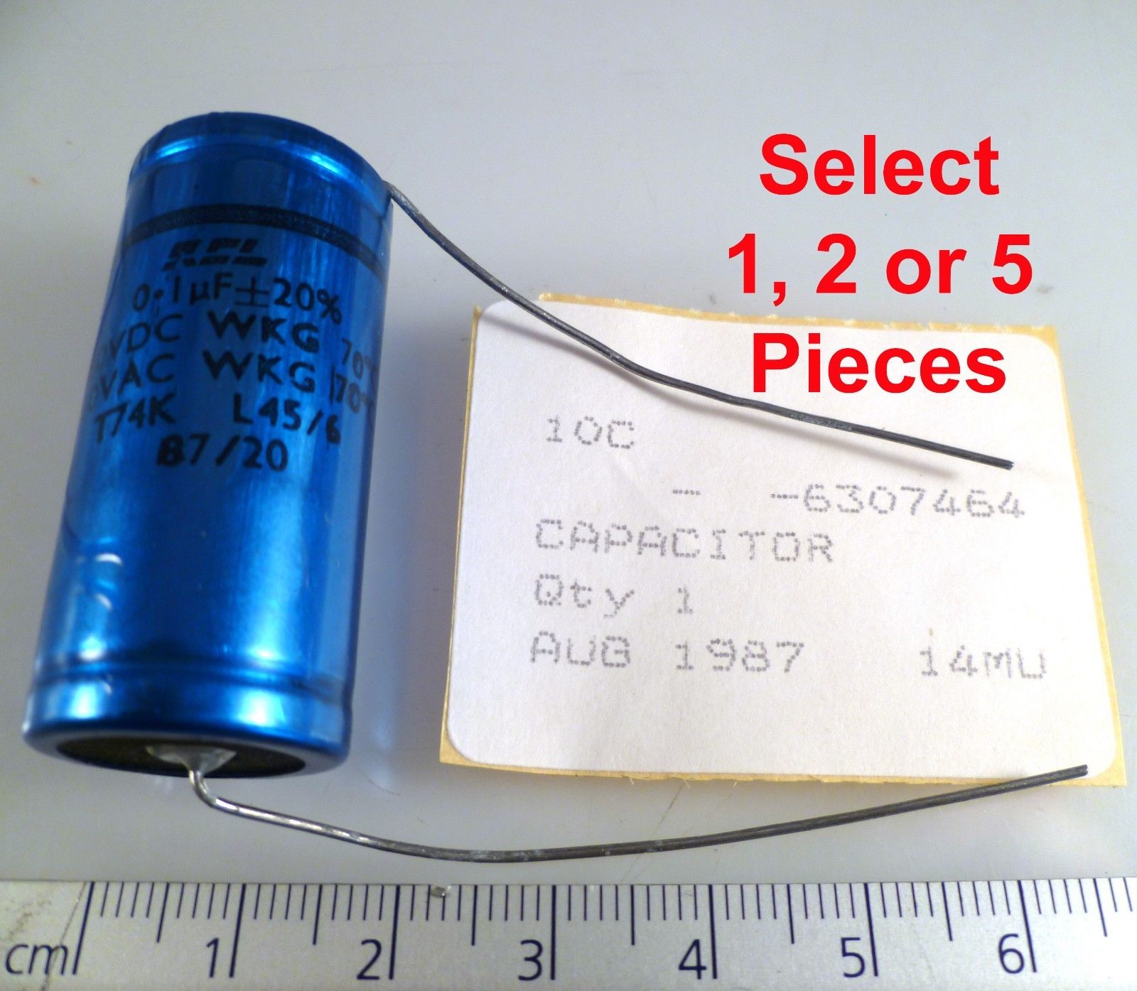 RCL 0.1uf 1250Vdc/450Vac Wkg 20% Axial Capacitor with NSN no. MBL4-21 ...