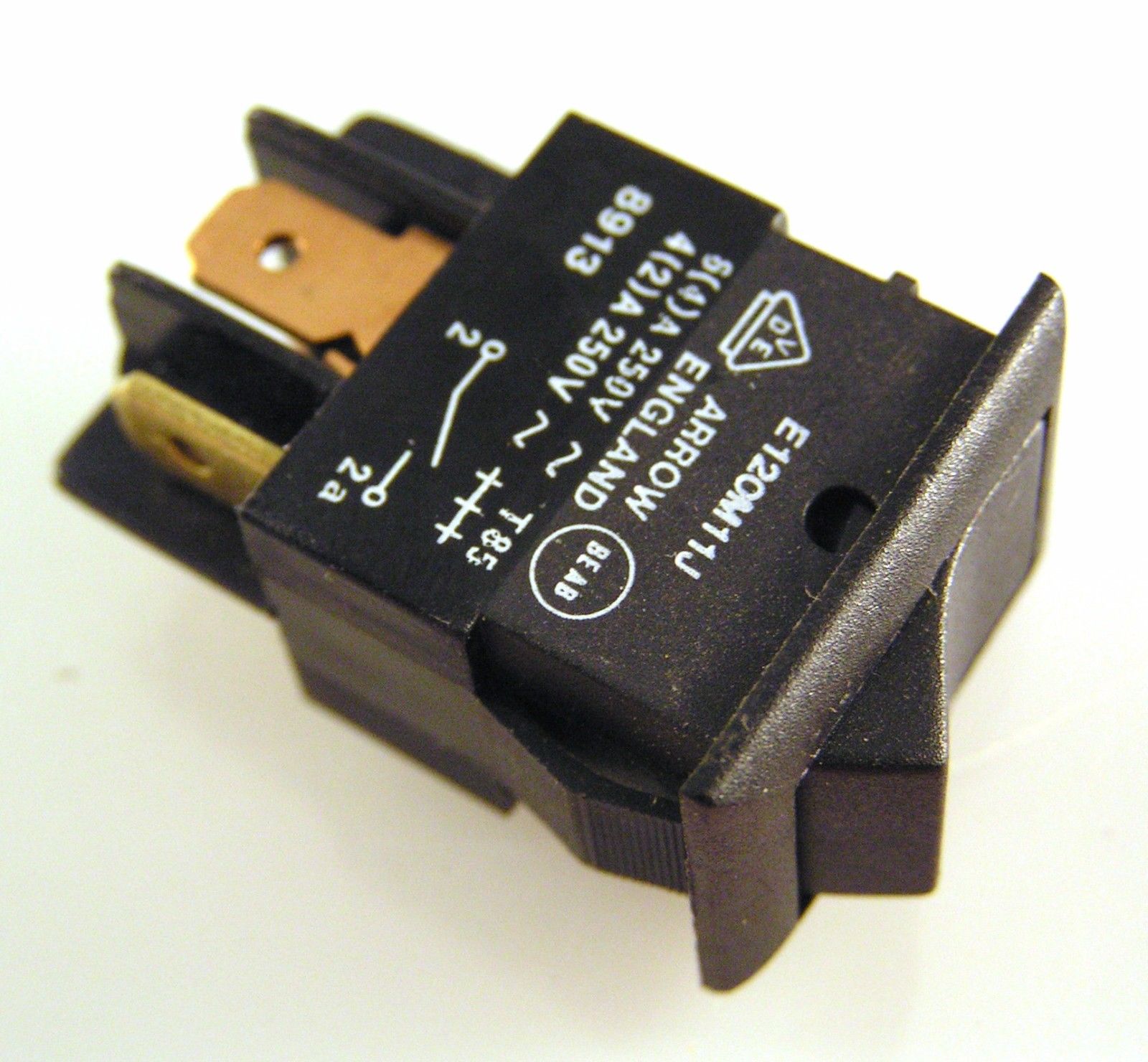 Arrow England E120M11J Black Rocker Switch 6A 250VAC DPST On/Off ...