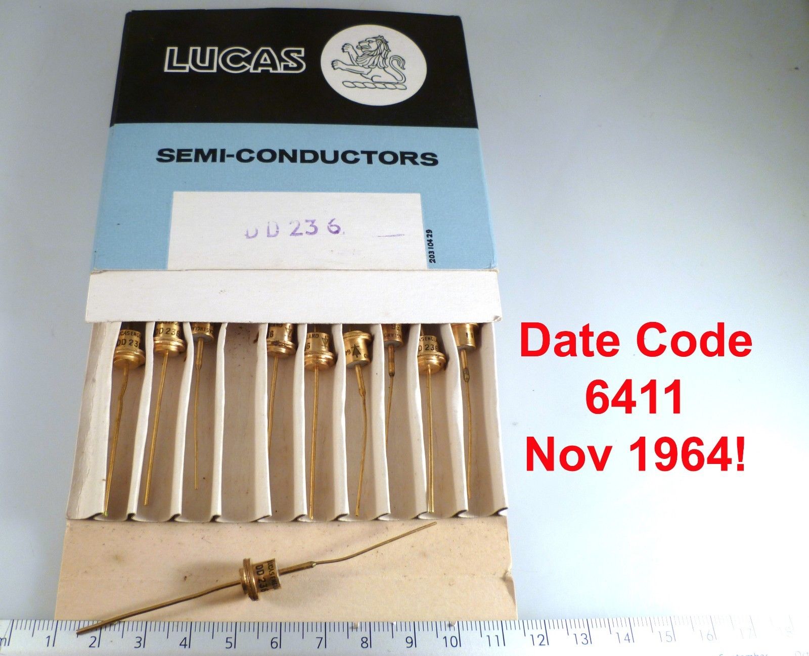 Lucas DD236 Vintage Silicon Rectifier Diode Gold Plated Dated 6411 MBL4 ...